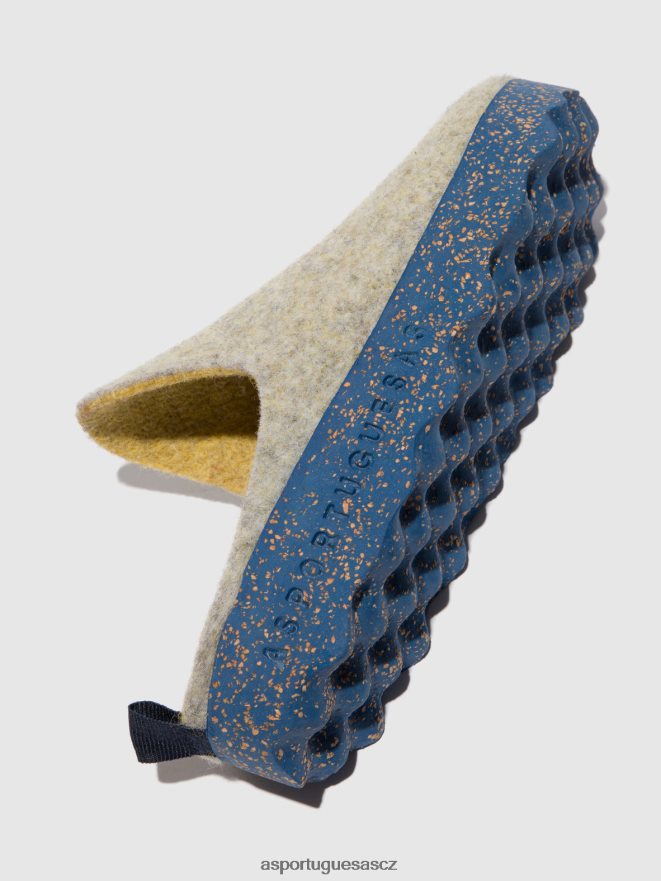 ženy muly Asportuguesas 2TX4T6135 přicházejí muly s kulatou špičkou šedožlutá [2TX4T6135 ...